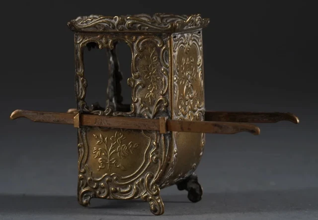 PALANQUIN CHAISE À porteur miniature en laiton ancienne porte montre ...