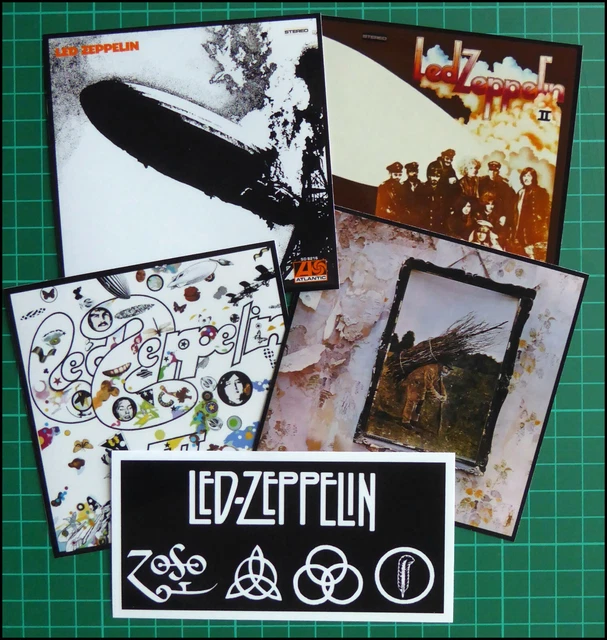 LED ZEPPELIN, SET of 5 Large Stickers, LP Covers, Symbols Logo, Glossy ...
