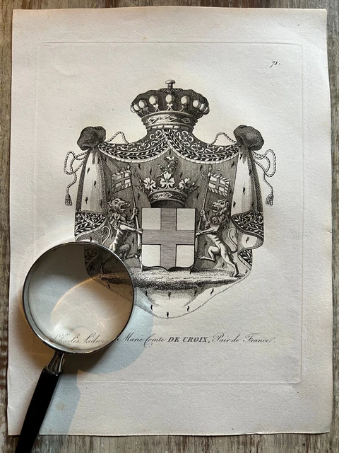 BLASON ARMOIRIE Héraldique : Comte De Croix , Pair de France. EUR 22,00 ...