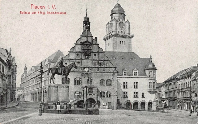 HÔTEL DE VILLE et monument du roi Albert Plauen Vogtland Saxe carte ...