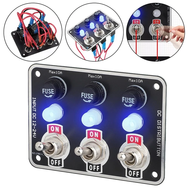 LED CIRCUIT BREAKER 3 Gang Metal Switch Panel for Automotive ...
