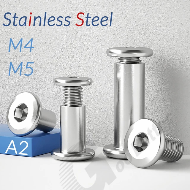 M4 M5 FURNITURE Connector Bolts Hex FLAT HEAD Screws With Hex Socket ...