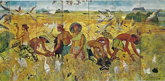 PETITE CARTE À sept panneaux Seah Kim-Joo Malayan Life reproduction de ...