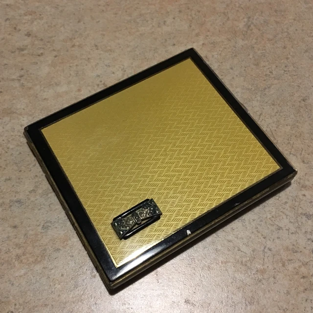 VINTAGE 1940S FLAPJACK Austria Guilloche Enamel Compact Lipstick Rouge ...