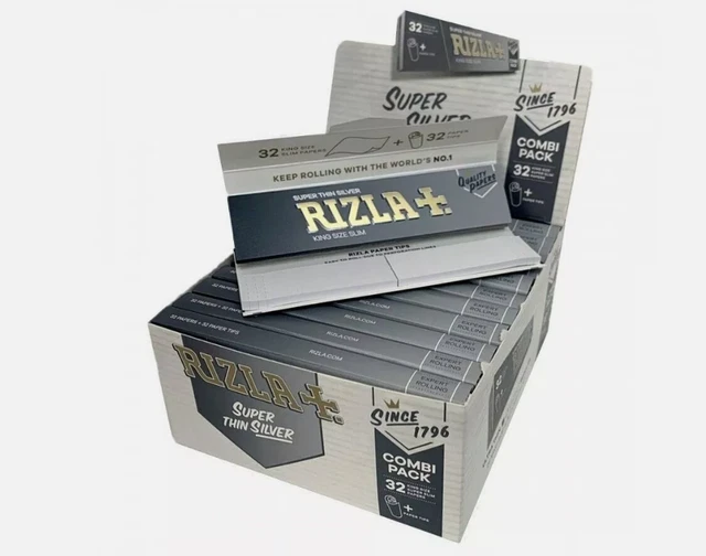 CARTINE RIZLA ARGENTO King Size Slim Silver Lunghe KS Combi Pack 32 ...