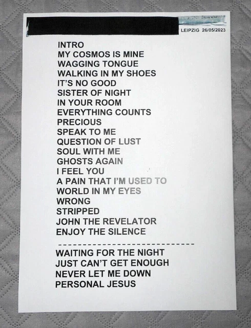 DEPECHE MODE (COPIE) setlist memento mori tour 2023 EUR 6,00 - PicClick FR DEPECHE MODE (COPIE) setlist memento mori tour 2023 EUR 6,00 - PicClick FR