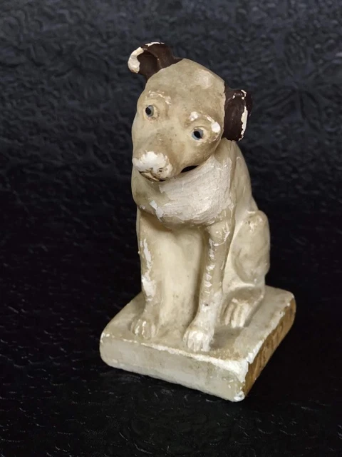 ANTIQUE VICTOR NIPPER Dog Chalkware Plaster Statue £200.73 - PicClick UK