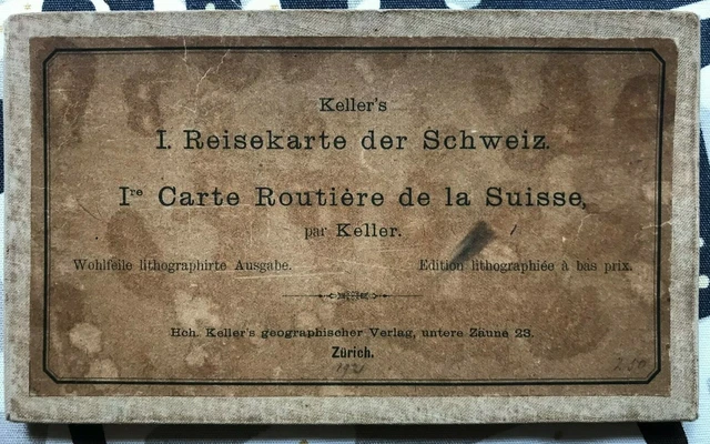 ANTICA MAPPA DELLA Svizzera ReiseKarte der Schweiz keller's Zurigo EUR ...
