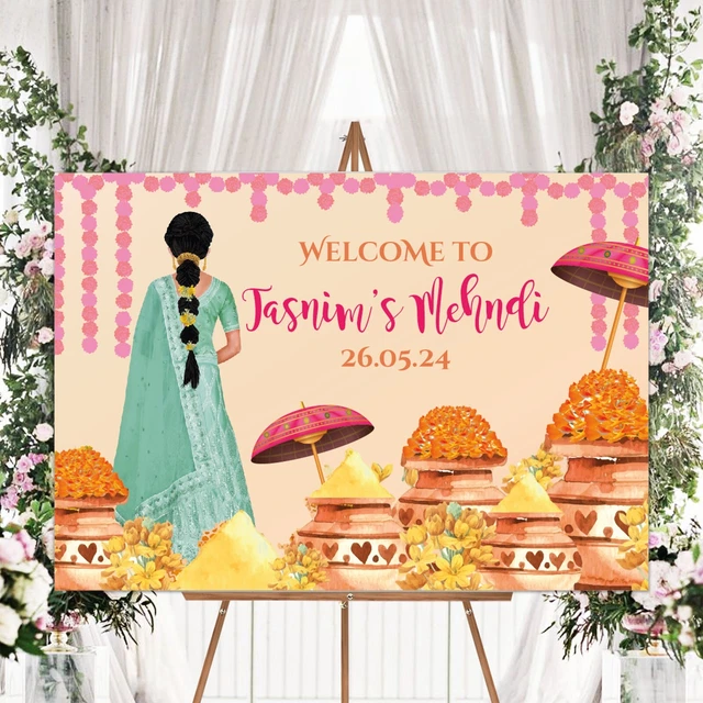 PERSONALISED WEDDING BRIDE Mehndi Henna Haldi Ceremony 2024 Fun Sign ...