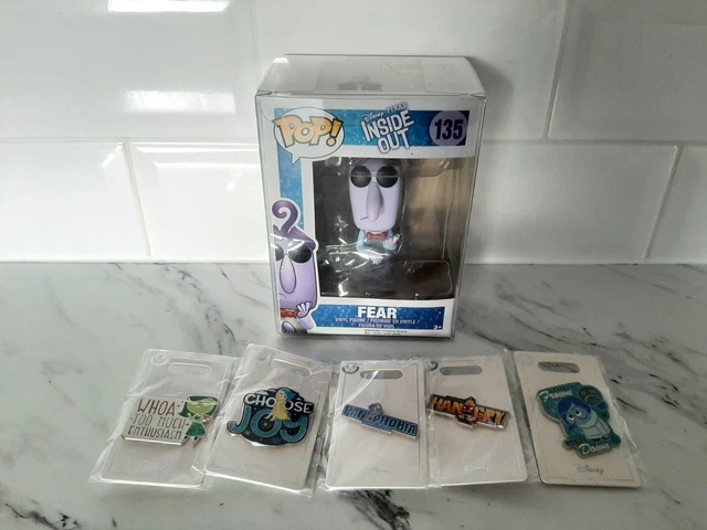 DISNEY PIXAR INSIDE Out Collectible Emotions Pins & Fear Funko Pop ...