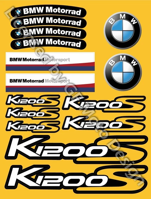 BMW MOTORRAD YELLOW motorcycle fairing decals stickers graphics K1200S ...