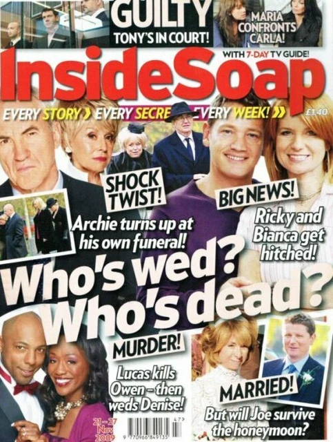 INSIDE SOAP 21/11/09 Jane Horrocks Ricky Whittle Natalie Robb Tamzin ...
