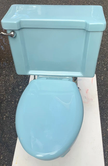 VINTAGE BABY BLUE Used Two Piece Toilet Made In 1940. Recently ...