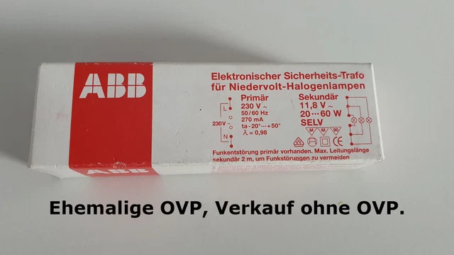 ELEKTRONISCHER HALOGENLAMPEN TRAFO NV - ABB - ETR 60 - 230 / 12KF - 11 ...