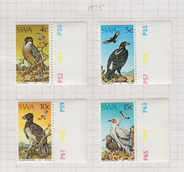 SOUTH WEST AFRICA 1975 Bird Definitive Issues Sc #373-5 Nuovo Di Zecca ...