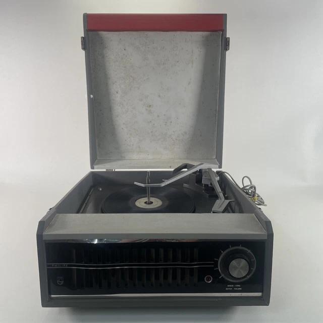 VINTAGE PHILIPS PORTABLE Record Player Garrard 1000 4 Speed Turntable £ ...