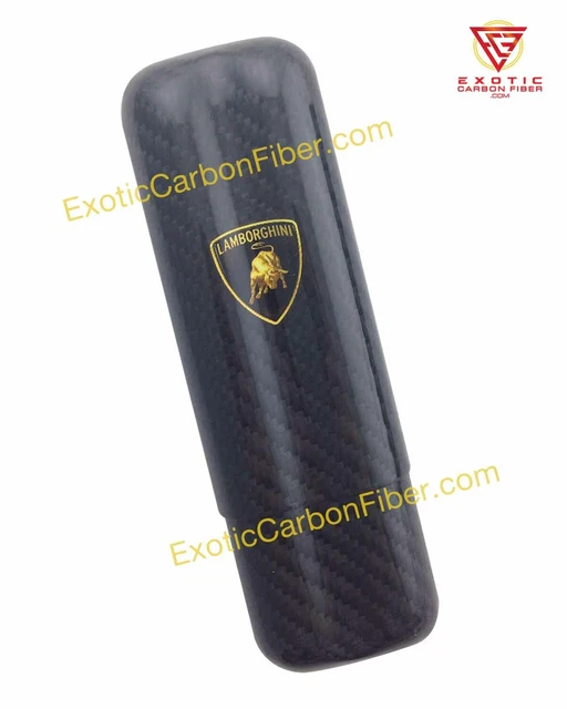 LAMBORGHINI VÉRITABLE CARBONE Fibre 2 Doigt Cigare Étui 57 Bague ...