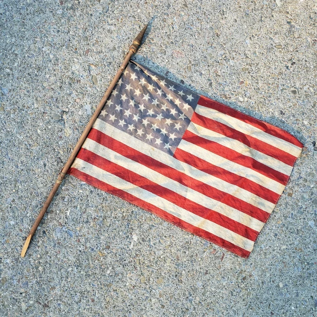 VINTAGE PARADE 48 Star American Presentation Flag WW2 World War Sign 11 ...