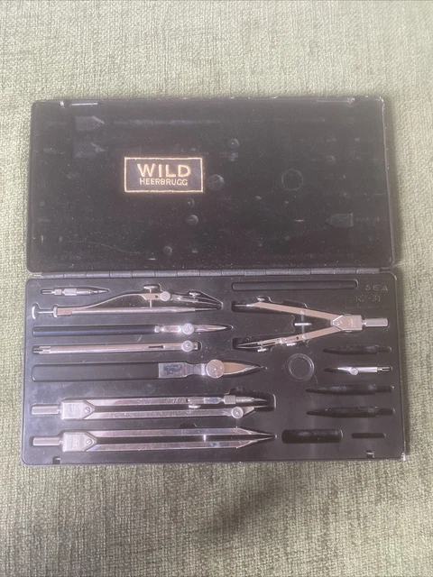 VINTAGE WILD HEERBRUGG RZ-31 Drafting Drawing Instruments Compass Etc ...