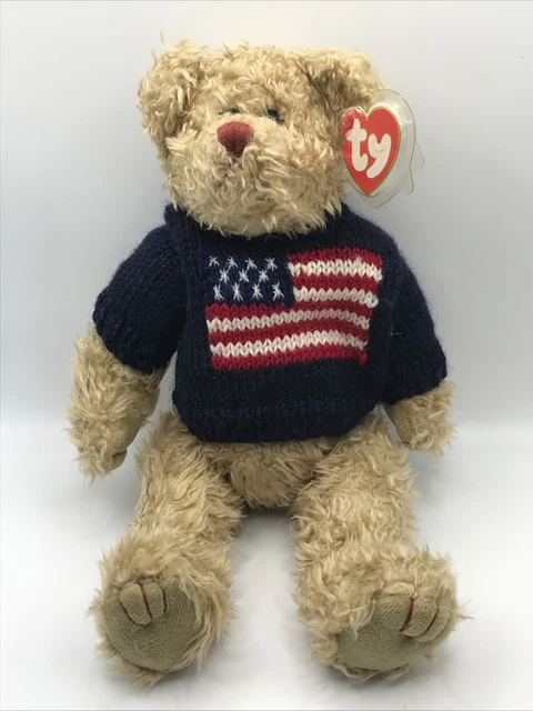 TY BEAR GRANT “Let Freedom Ring!” With USA knitted jumper. NWT. Fully ...