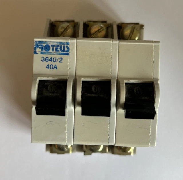 PROTEUS MCB 40 Amp Triple Pole 3 Phase Breaker Type 2 3640/2 £35.00 ...