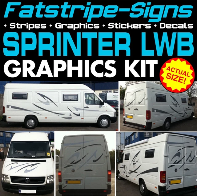 TO FIT MERCEDES SPRINTER LWB GRAPHICS STICKERS STRIPES RACE CAMPER VAN ...