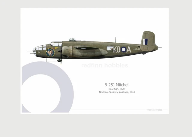 WARHEAD ILLUSTRATED B-25J Mitchell 2 Sqn RAAF KO-A Aircraft Print $29. ...