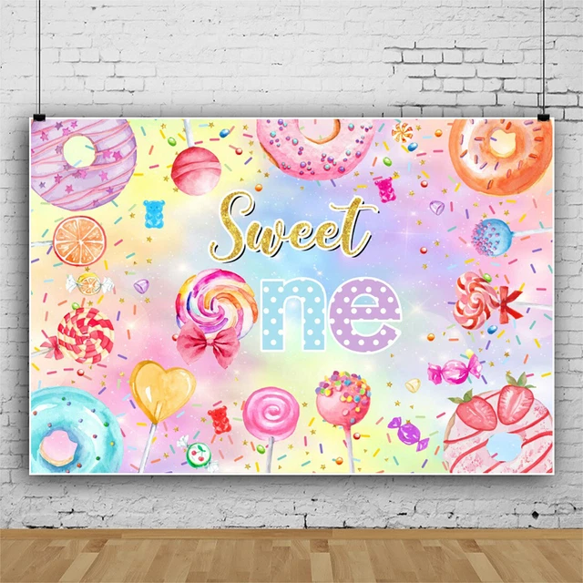 SWEET ONE DONUT Birthday Backdrop Photography Background Doughnut Party ...