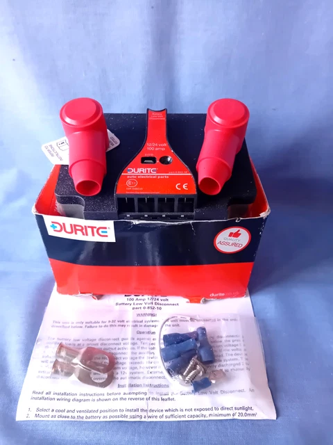 DURITE 0-852-10 BATTERY Disconnect Low Voltage 100 amp 12/24 Volt ...