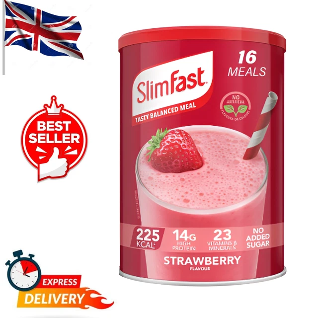 SLIMFAST BALANCED MEAL Shake, Healthy Shake Strawberry Flavour,16 ...