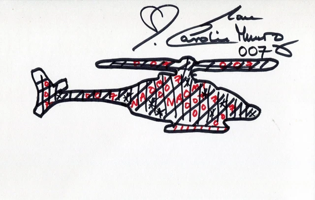 007 BOND GIRL Caroline Munro hand drawn and signed doodle art Ref: H2 £ ...