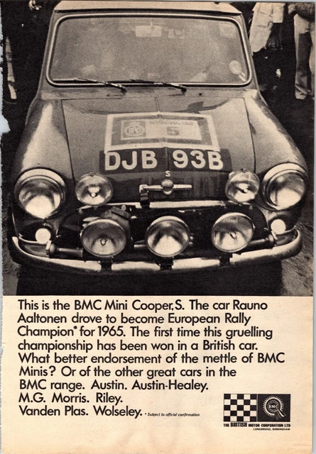 1965 BMC MINI Cooper S European Rally Champion Rauno Aaltonen Vintage ...