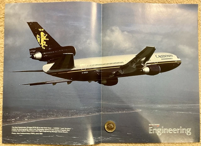 VINTAGE BRITISH AIRWAYS Engineering Poster - DC-10 Airliner Caledonian ...
