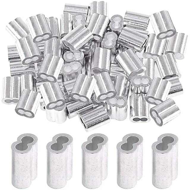 1/50PCS 8-SHAPED ALUMINUM Sleeve Aluminum Wire Rope Crimping Loop Cable ...