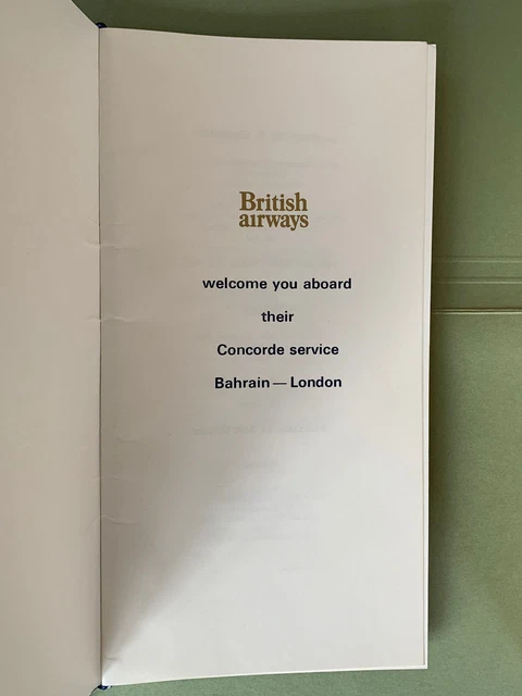 BRITISH AIRWAYS BA Concorde Bahrain - London Menu £5.50 - PicClick UK