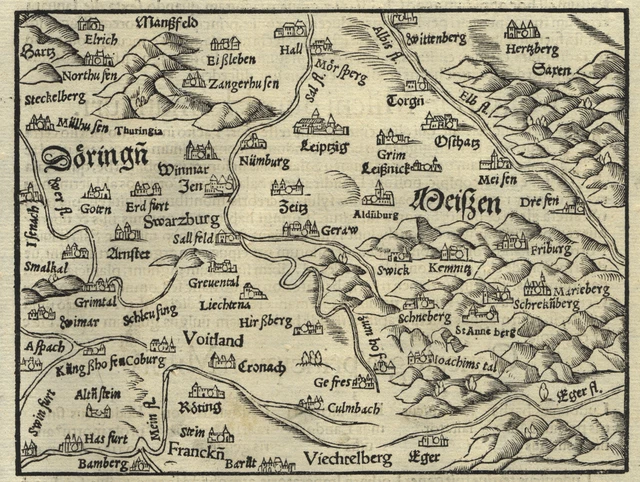 SASSONIA TURINGIA ORIGINALE Intaglio IN Legno Cartina Geografica ...