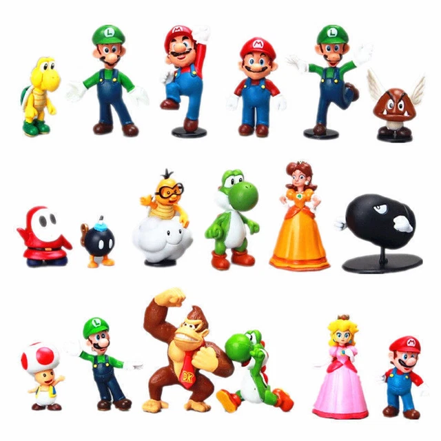 SUPER MARIO BROS Mario Luigi Wario Donkey-Kong PVC Action Figures Toys ...