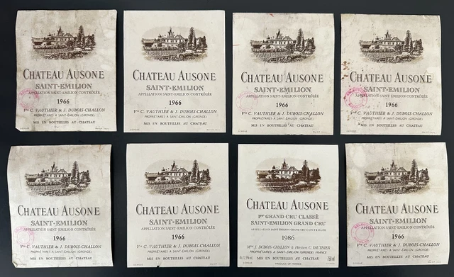 8 ETIQUETTES DE vin CHATEAU AUSONE 1966. 1986 wine label L10 EUR 9,00 ...