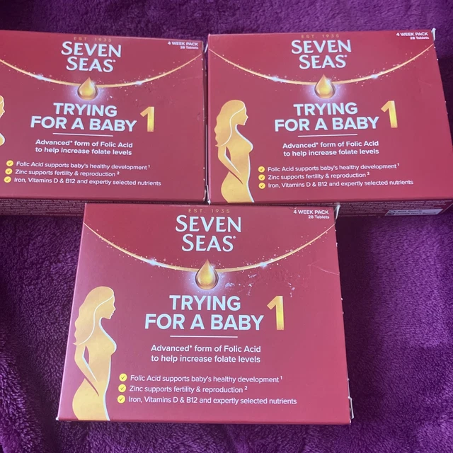 3 X SEVEN Seas Trying For A Baby 1, 4 Week Pack 28 Tablets Expiry Nov ...