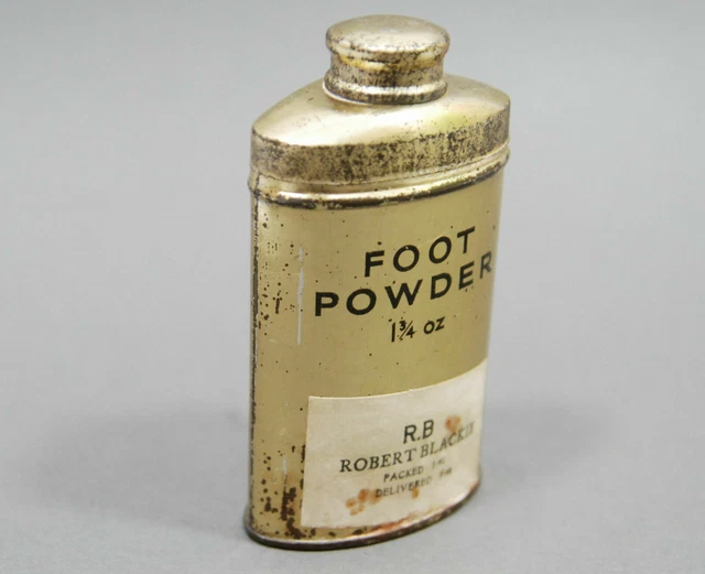 ORIGINAL BRITISH ARMY FOOT POWDER WW2 1 3/4oz R.B ROBERT BLACKIE UK ...
