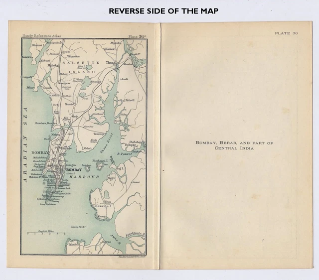1912 ANTIQUE MAP Of Berar Gujarat / British India / Verso Bombay Mumbai ...