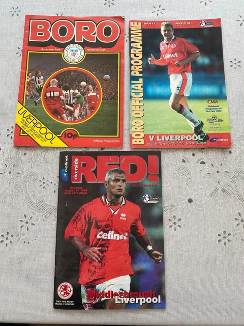 LIVERPOOL FOOTBALL Programmes * 3 X Away To Middlesbrough £4.99 ...