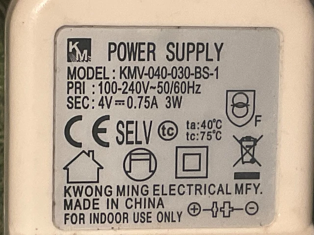 KWONG MING IKEA 4v 3w UK POWER SUPPLY TRANSFORMER ADAPTOR KMV-040-030 ...