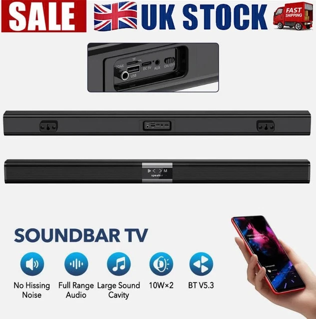32& WIRELESS BLUETOOTH 5.0 Sound Bar Speaker TV Home Theater Subwoofer ...