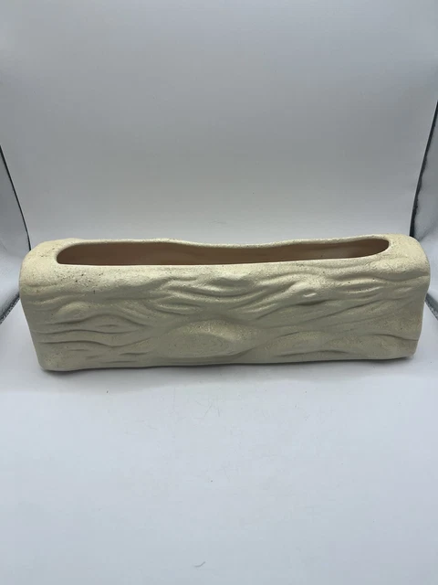 VINTAGE CERAMIC CREAM Log Shaped Trough Vase Planter Unbranded $27.50 ...