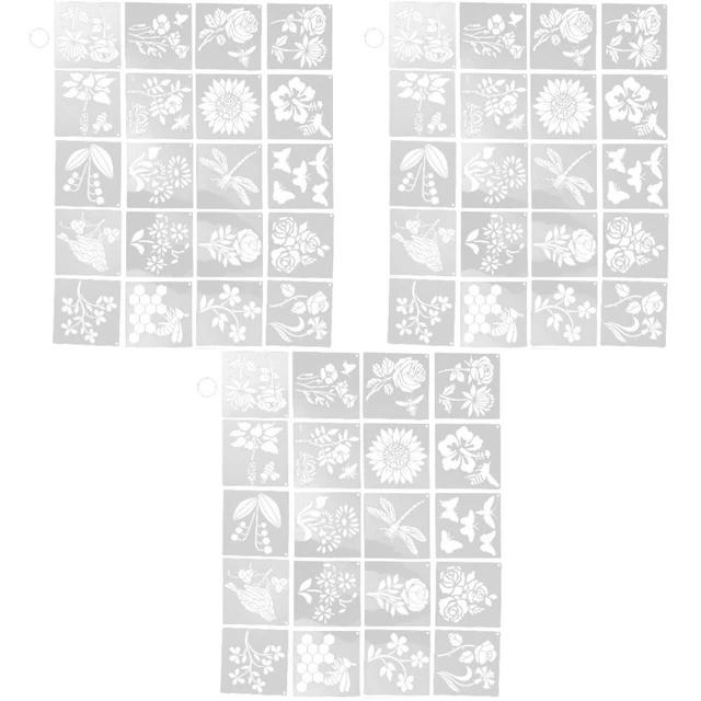 SET OF 3 Flower Painting Template Templates Stencils for Hollow Out £17 ...
