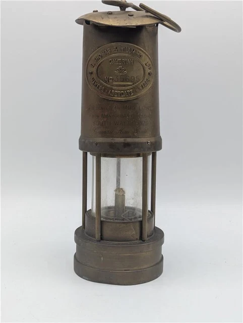 ANTIQUE E. THOMAS & Williams Cambrian Miners Safety Lamp - Brass ...