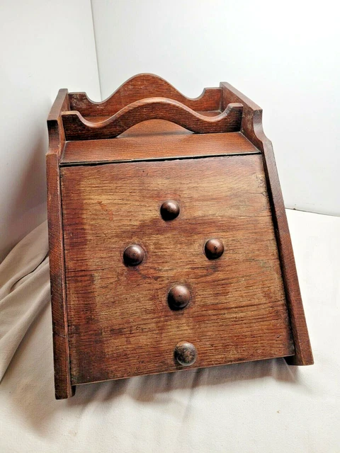 LARGE ANTIQUE OAK Wood Coal Ash Scuttle Box Bin EUR 47,67 - PicClick DE
