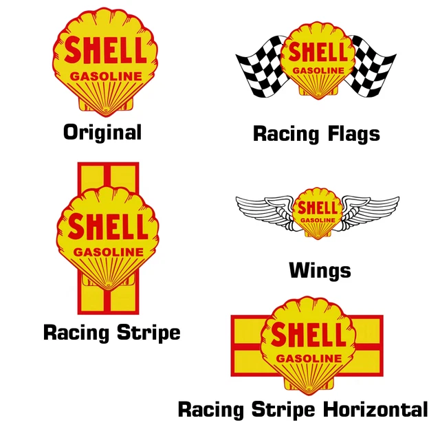 SHELL 'C' GASOLINE Vinyl Decal Sticker 5 Designs Motor Oil Gas Globes ...