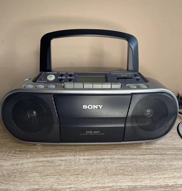 SONY CFD-S01 REGISTRATORE a cassette radio portatile CD testato e ...